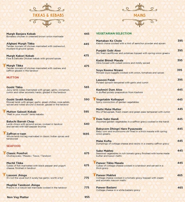Menu at Zaffran, Navi Mumbai, 41 Palm Beach Rd
