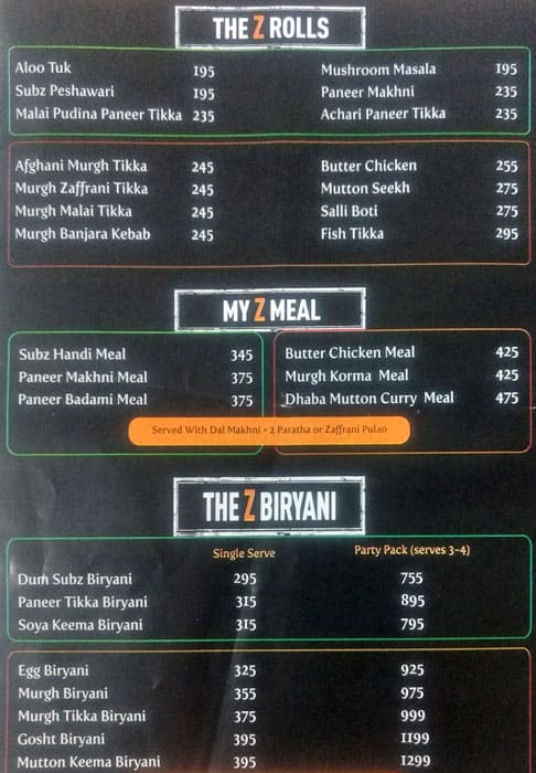 Menu at Zaffran, Navi Mumbai, 41 Palm Beach Rd