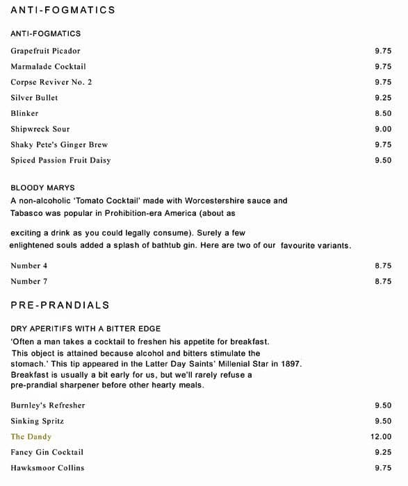 Menu at Hawksmoor Guildhall pub & bar, London, 10 Basinghall St