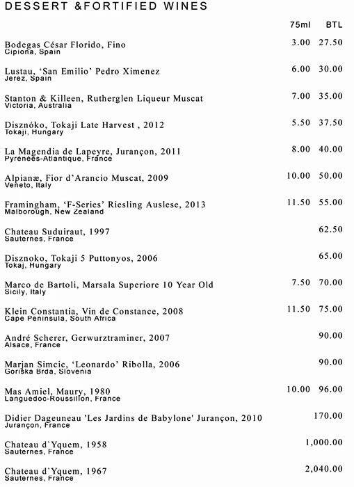 Menu at Hawksmoor Guildhall pub & bar, London, 10 Basinghall St