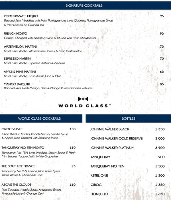 Menu at The Bungalow restaurant, Cape Town, Glen Country Club, 3 ...