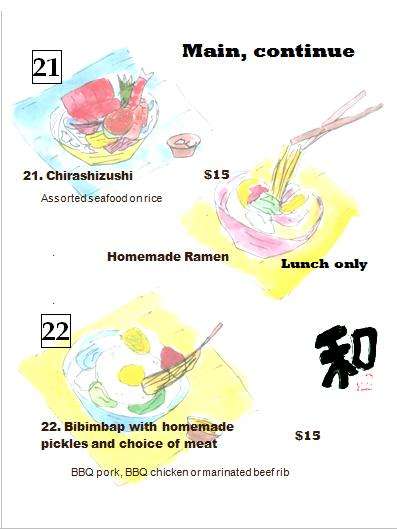 Menu at Kazu restaurant, Montreal