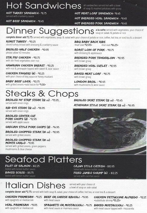 Menu at Major's Restaurant, Westmont