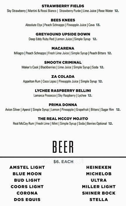 Menu at Dragonfly restaurant, Dallas