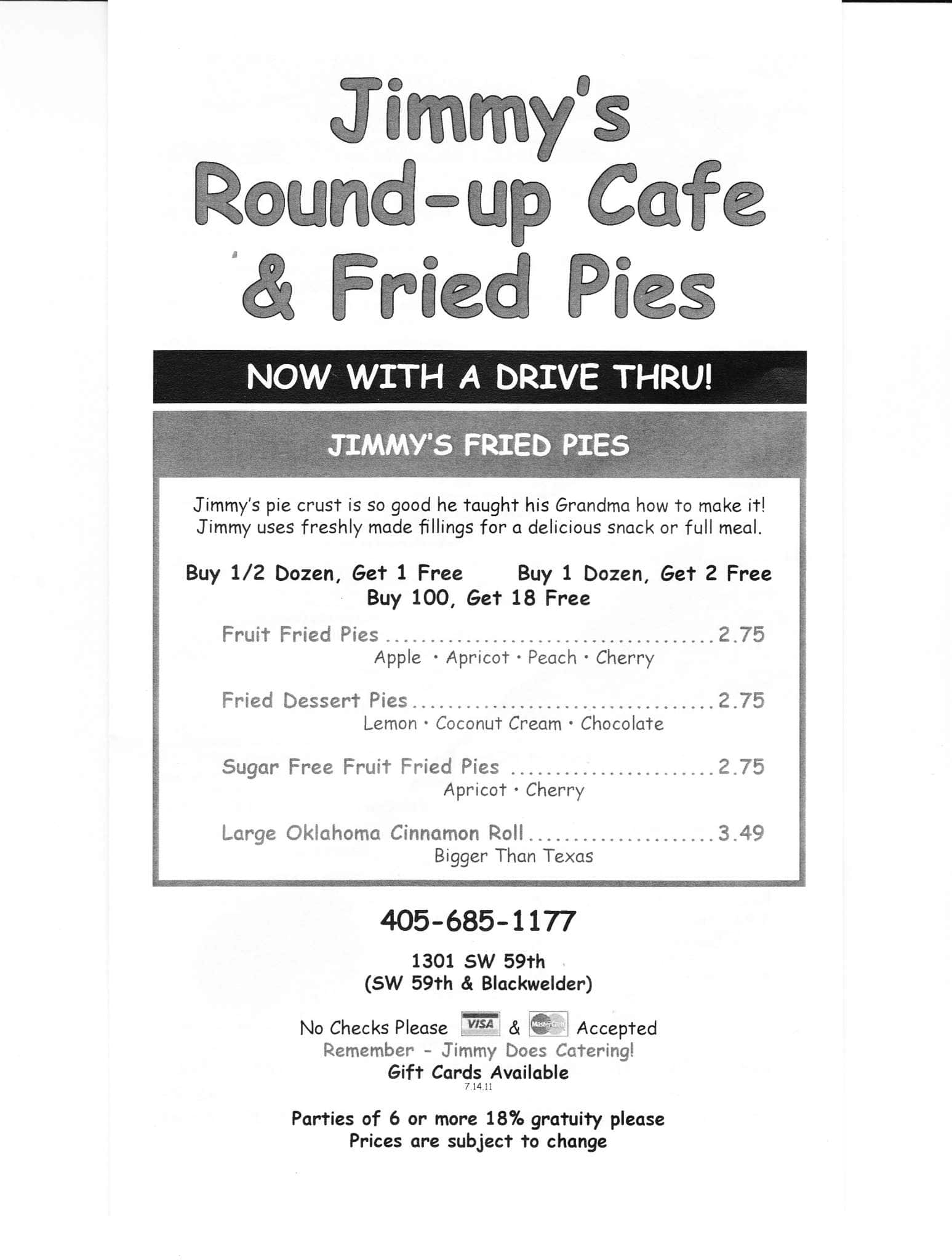 Menu at Jimmys Round Up BBQ, Oklahoma City