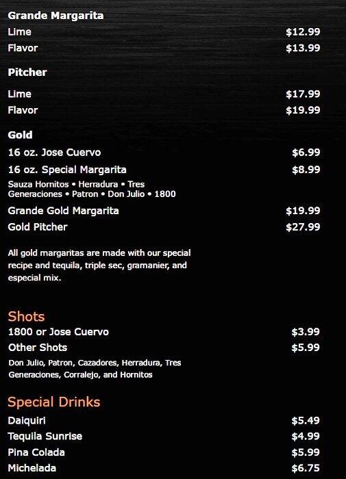 Menu at El Cactus restaurant, Coralville, 104 1st Ave