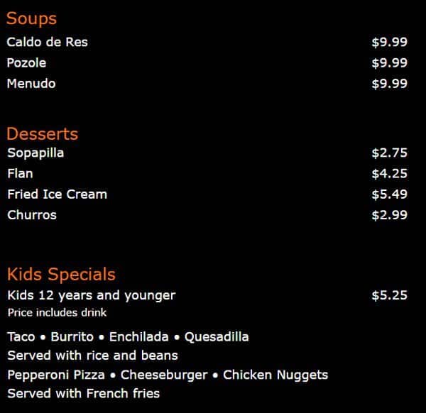 Menu at El Cactus restaurant, Coralville, 104 1st Ave