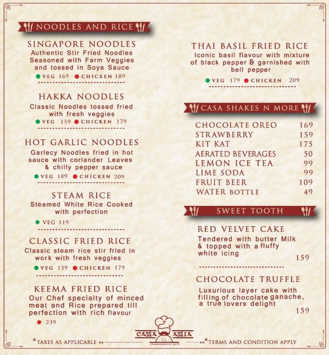Menu at Casa Asia, New Delhi, D-82