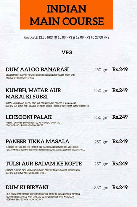 Menu at Artisan, Ahmedabad, Regenta Central Antarim
