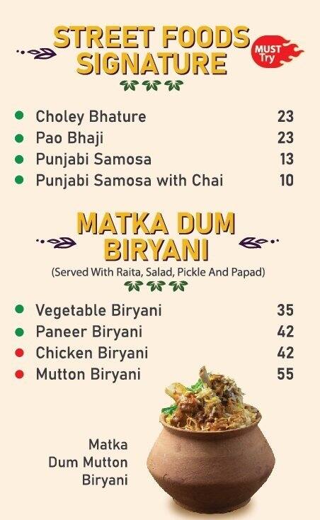 Menu at Street Foods By Punjab Grill restaurant, Dubai
