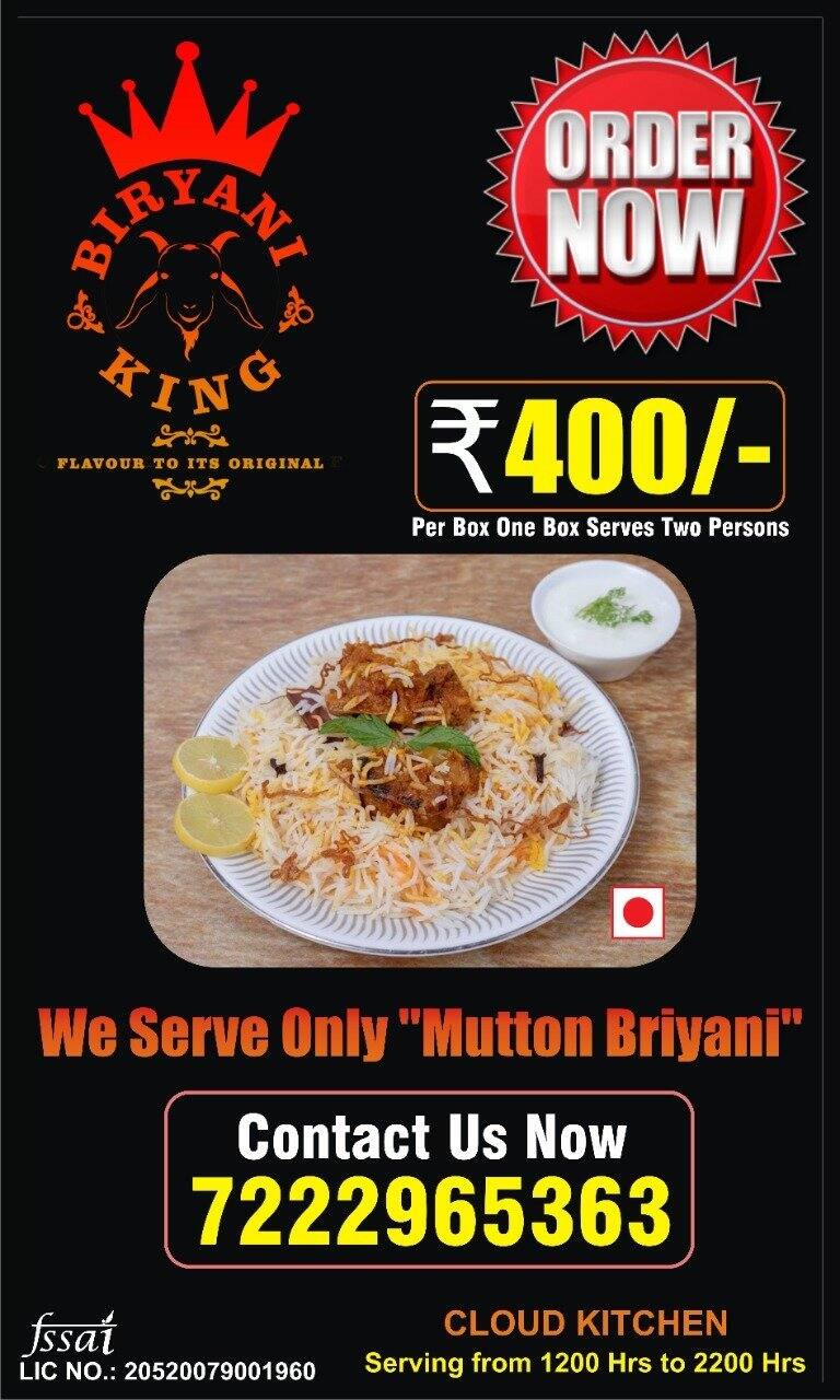 Menu at Biryani King, Raipur, 11/2140