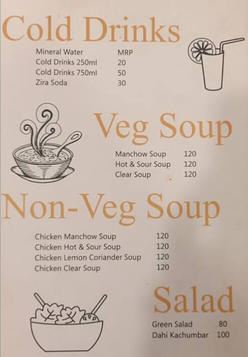 Menu of Arabian Taj, Sadar, Nagpur