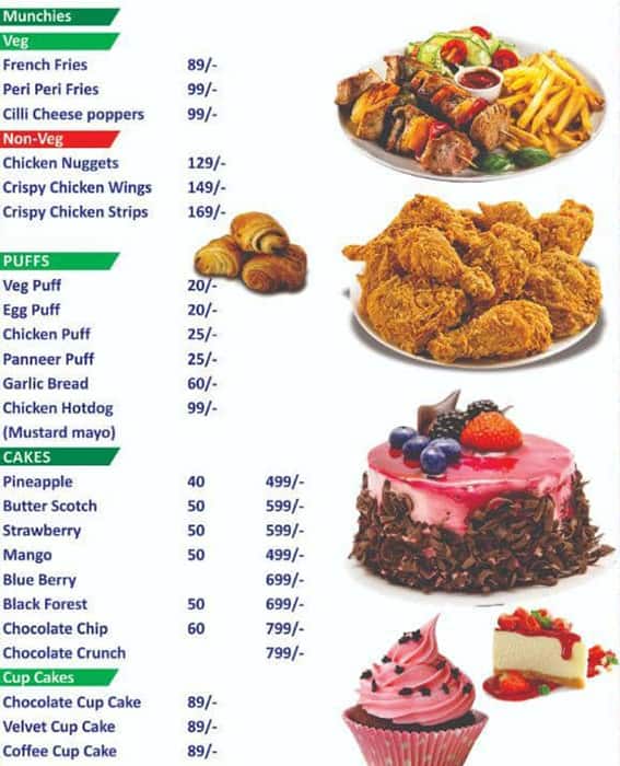 Menu of Crepe Fine Bakers, Narapally, Hyderabad