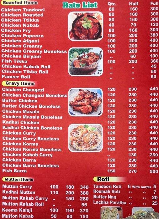 Shariq Mughlai menu, Menu restauracji Shariq Mughlai, Pratap Vihar ...