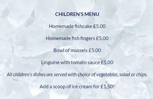 Menu at FishWorks restaurant, London, 89 Marylebone High St