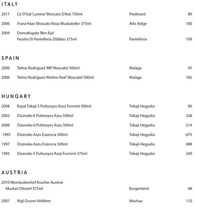 Menu at Botanical Hotel restaurant, South Yarra