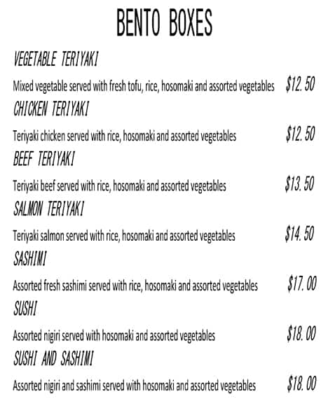 Menu at Mizu restaurant, Prahran, 95 Greville St