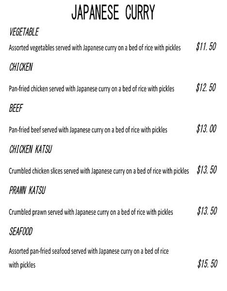 Menu at Mizu restaurant, Prahran, 95 Greville St