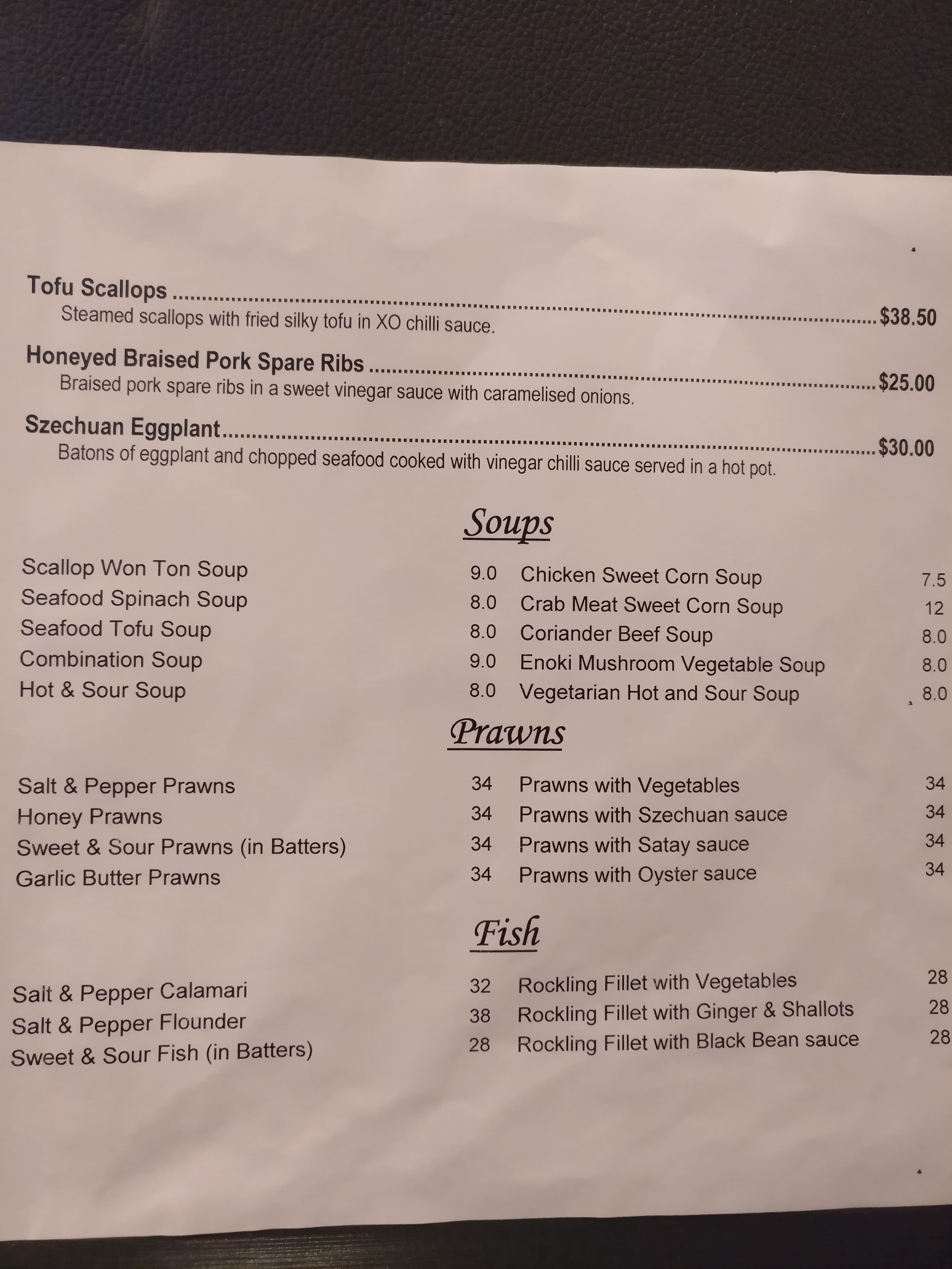 Menu at Tao Tao House restaurant, Hawthorn