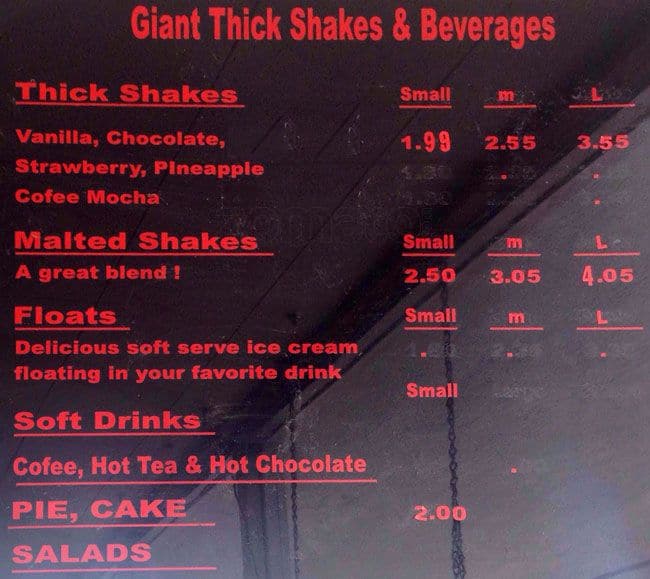 Menu at Giant Burger restaurant, San Leandro, 750 Doolittle Dr