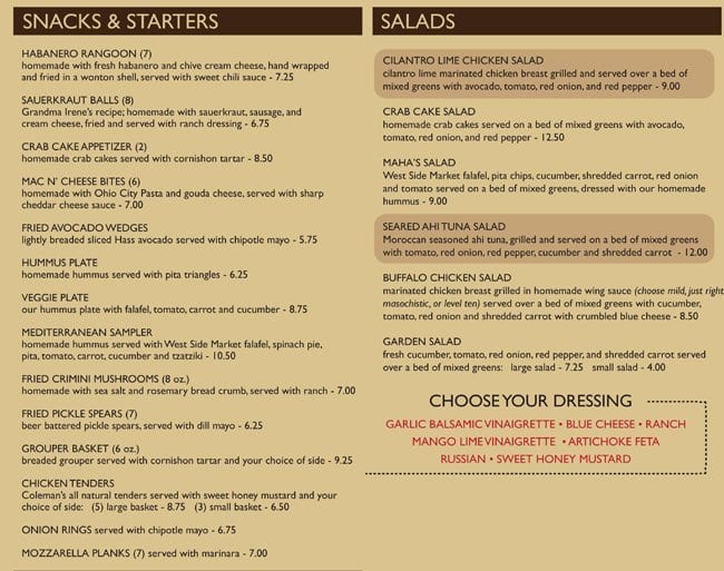 Menu at The Feve pub & bar, Oberlin