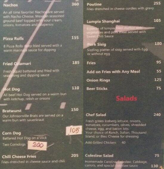 Menu at Time Out Restaurant and Bar, Cebu City