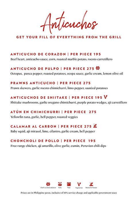 Menu at Samba Shangri-La Fort restaurant, Taguig
