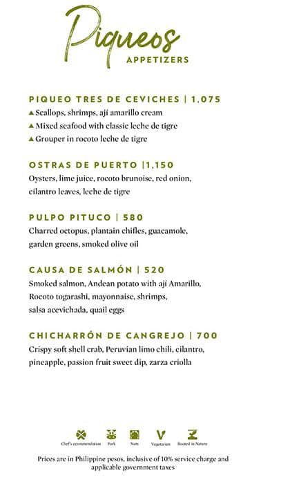 Menu at Samba Shangri-La Fort restaurant, Taguig