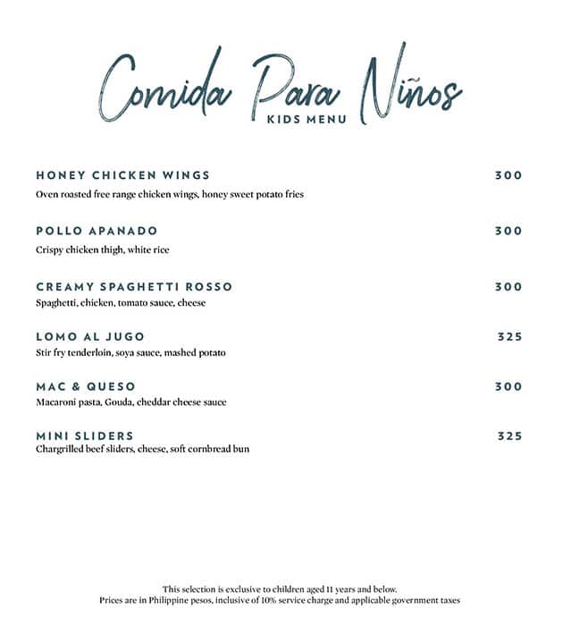Menu at Samba Shangri-La Fort restaurant, Taguig