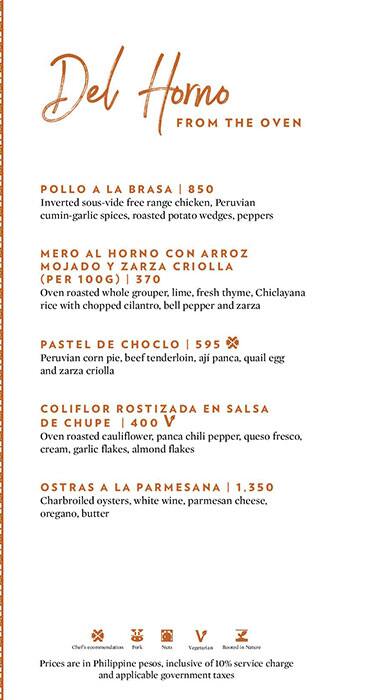 Menu at Samba Shangri-La Fort restaurant, Taguig