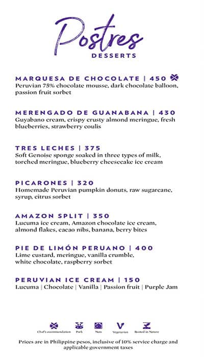 Menu at Samba Shangri-La Fort restaurant, Taguig