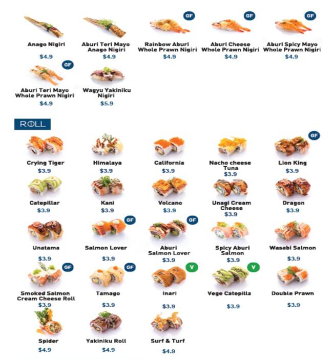 Menu at Sushi Jiro restaurant, Malvern East, FB182/1341 Dandenong Rd