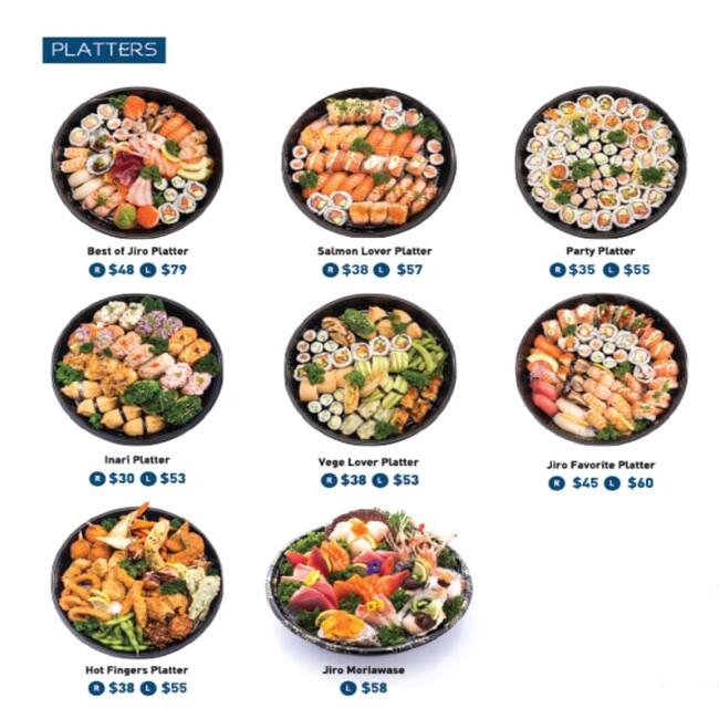 Menu at Sushi Jiro restaurant, Malvern East, FB182/1341 Dandenong Rd