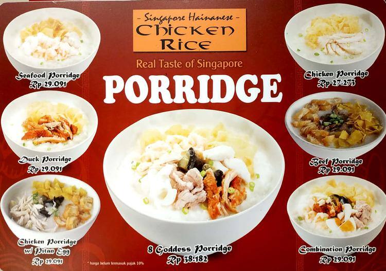 Menu at Singapore Hainanese Chicken Rice restaurant, West Jakarta, Neo SOHO