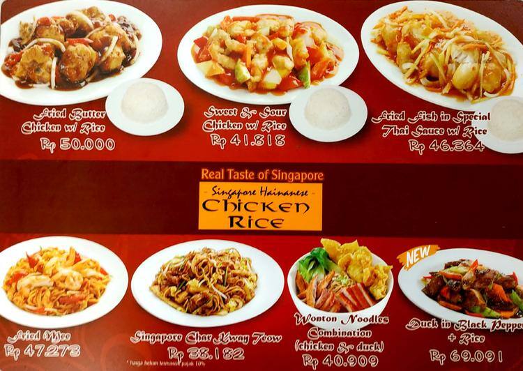 Menu at Singapore Hainanese Chicken Rice restaurant, West Jakarta, Neo SOHO