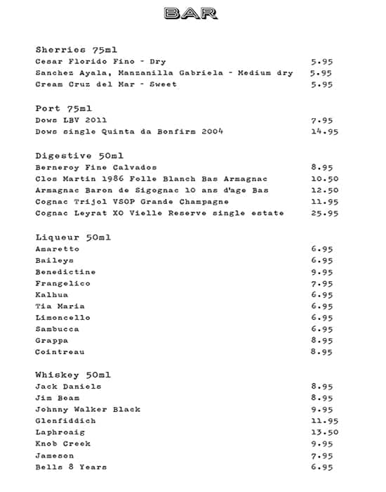 Menu at fish!kitchen restaurant, London, Cathedral Street