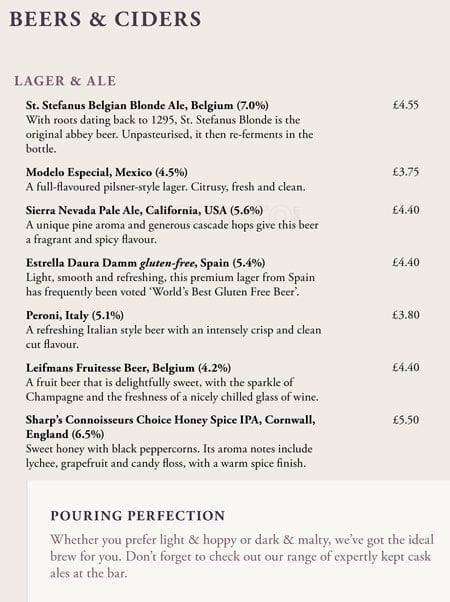 Menu at Harts Boatyard Surbiton pub & bar, Surbiton