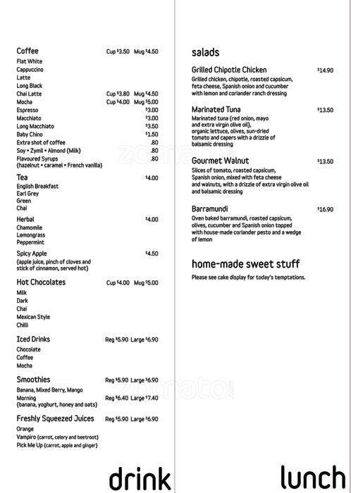 Menu at Sazon Espresso cafe, Mount Barker