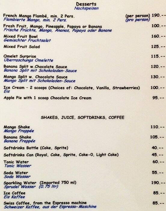 Menu at St. Moritz Restaurant, Cebu City