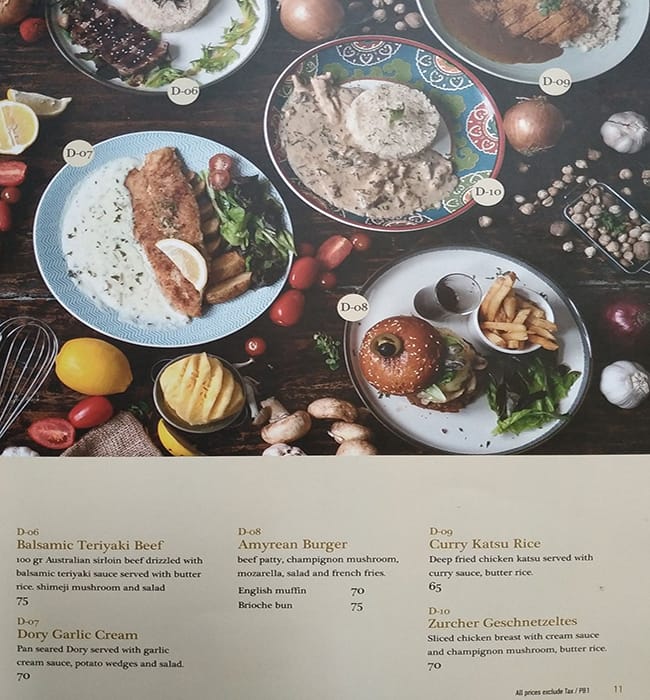 Menu at Amyrea Art & Kitchen cafe, Tangerang