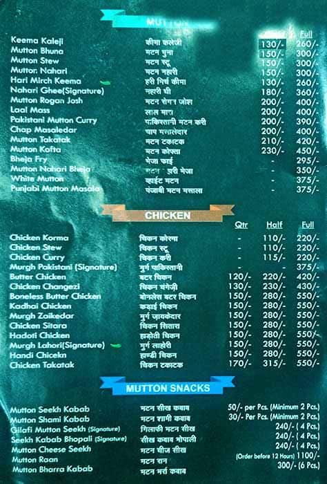 Menu at Aslii Zaika, Kota