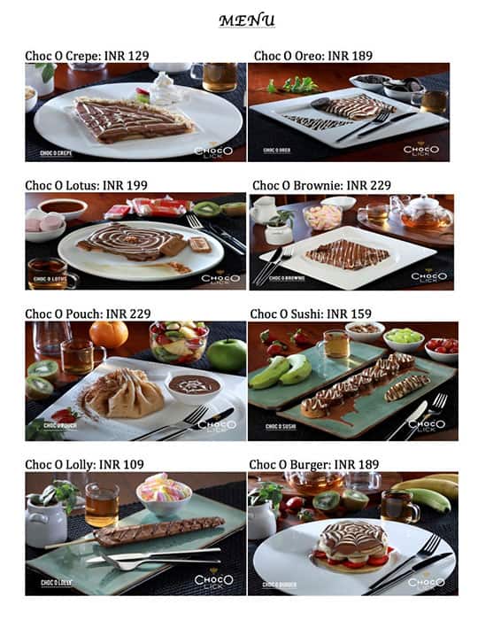 Menu of Choc O Lick, Kakkanad, Kochi