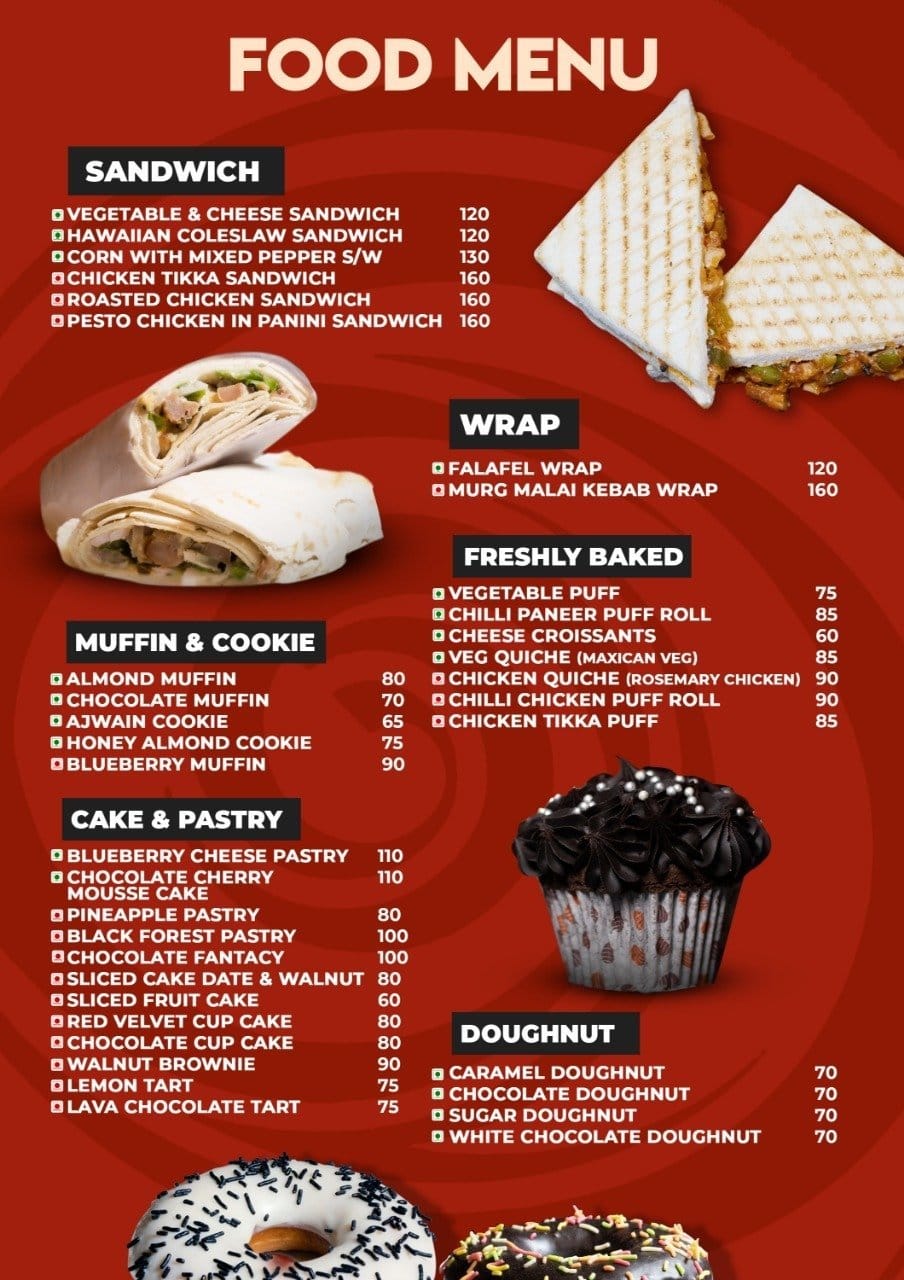 Menu at Cafeccino, Kolkata