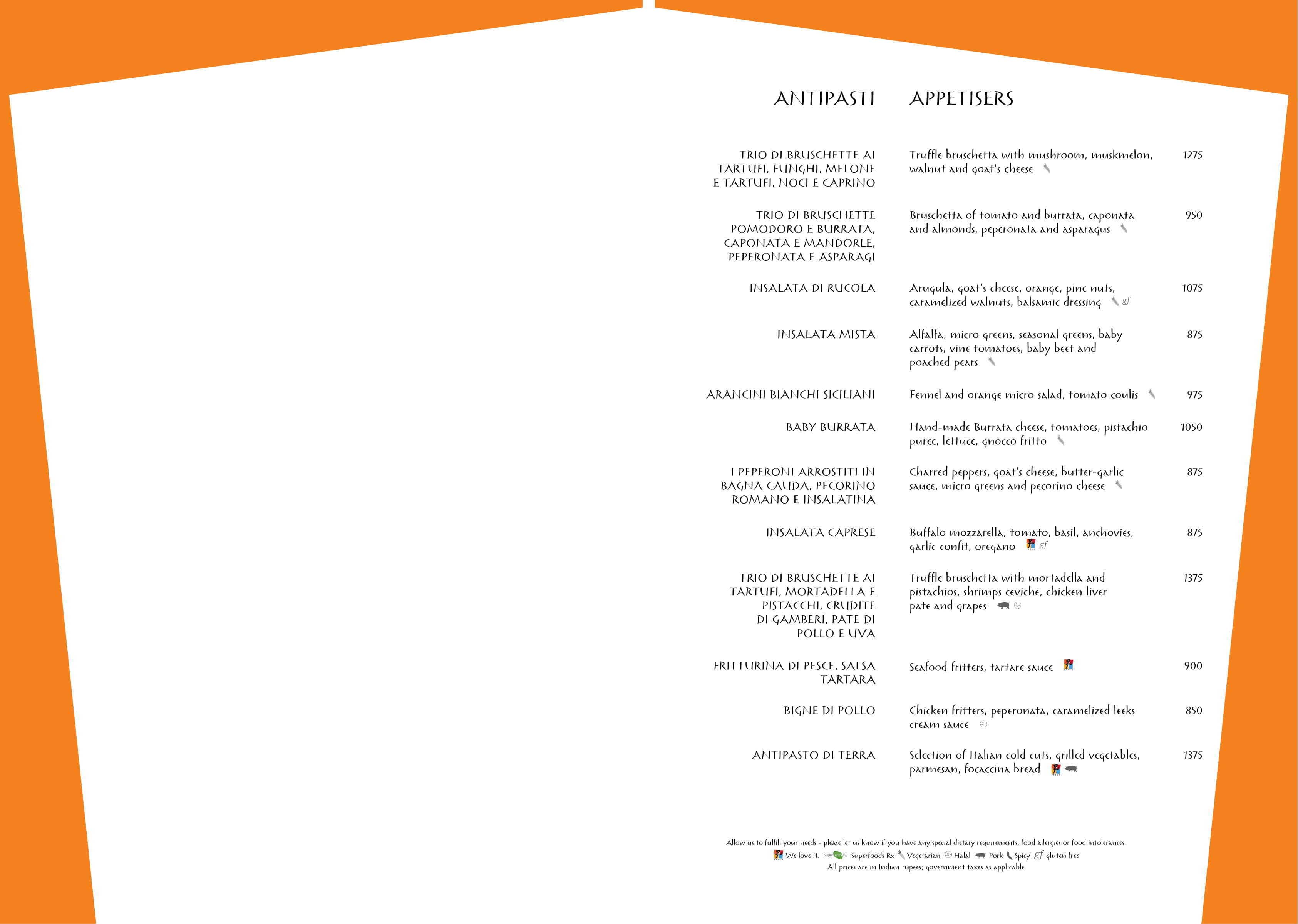 Prego - The Westin Mumbai Garden City Menu - Zomato