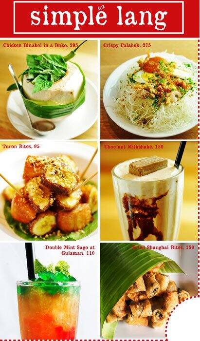 Menu at Simple Lang Restaurant, Makati, Ayala Triangle Gardens