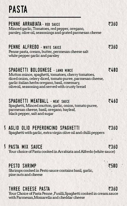 Menu at Ohri's Ming's Court Banjara Hills, Hyderabad