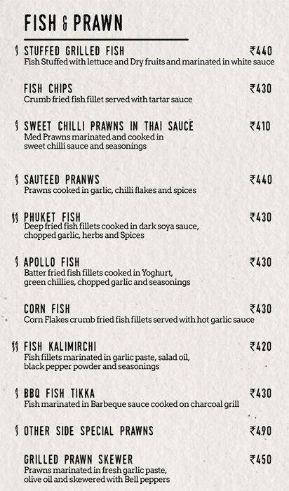 Menu at Ohri's Ming's Court Banjara Hills, Hyderabad