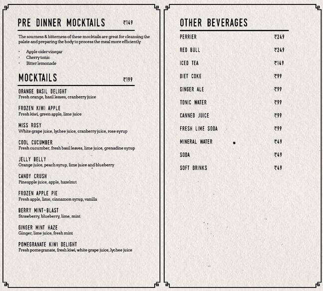 Menu at Ohri's Ming's Court Banjara Hills, Hyderabad