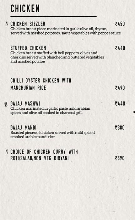 Menu at Ohri's Ming's Court Banjara Hills, Hyderabad