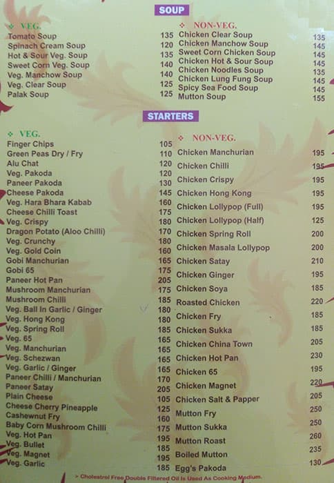 Menu of Prince Resto N Bar, Hadapsar, Pune